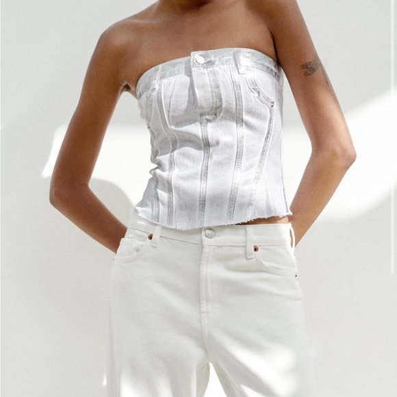 Zara | Tops | Zara Metallic Strapless Top | Poshmark